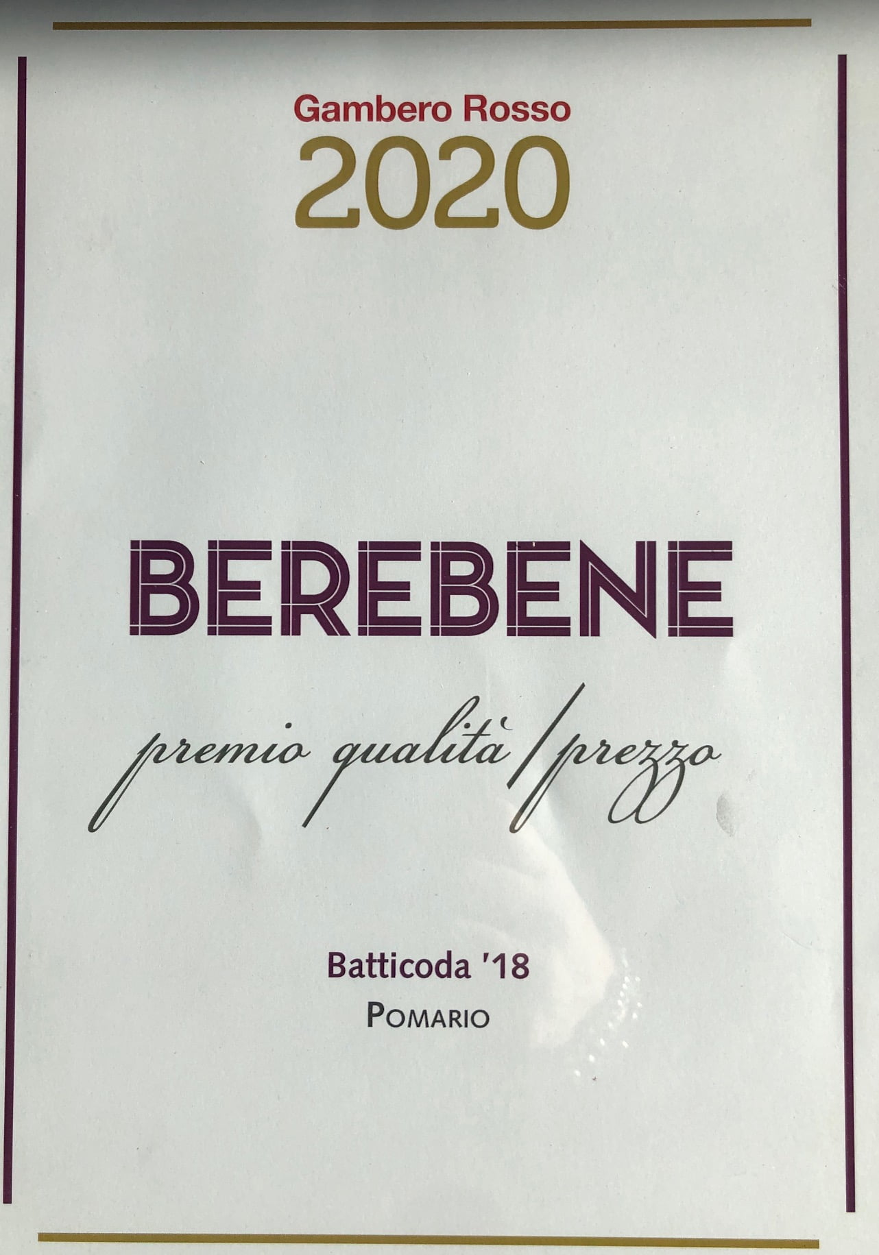 BERE BENE 2020, Best regional wine - Pomario